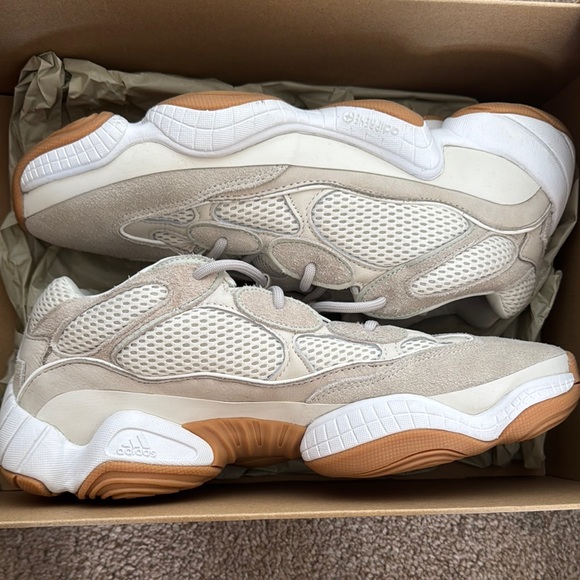 adidas | Shoes | Adidas Yeezy Boost White And Tan Sneakers With Chunky ...